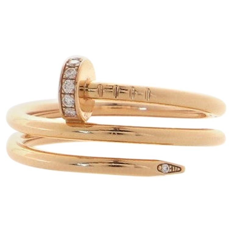 Cartier Juste Un Clou Double Ring 18K Rose Gold and Diamonds Small at ...