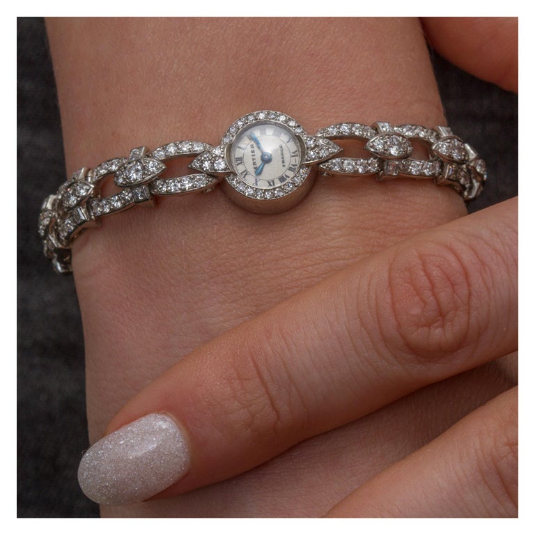 Cartier Ladies Cocktail Watch in Platinum with Diamonds For Sale at ...