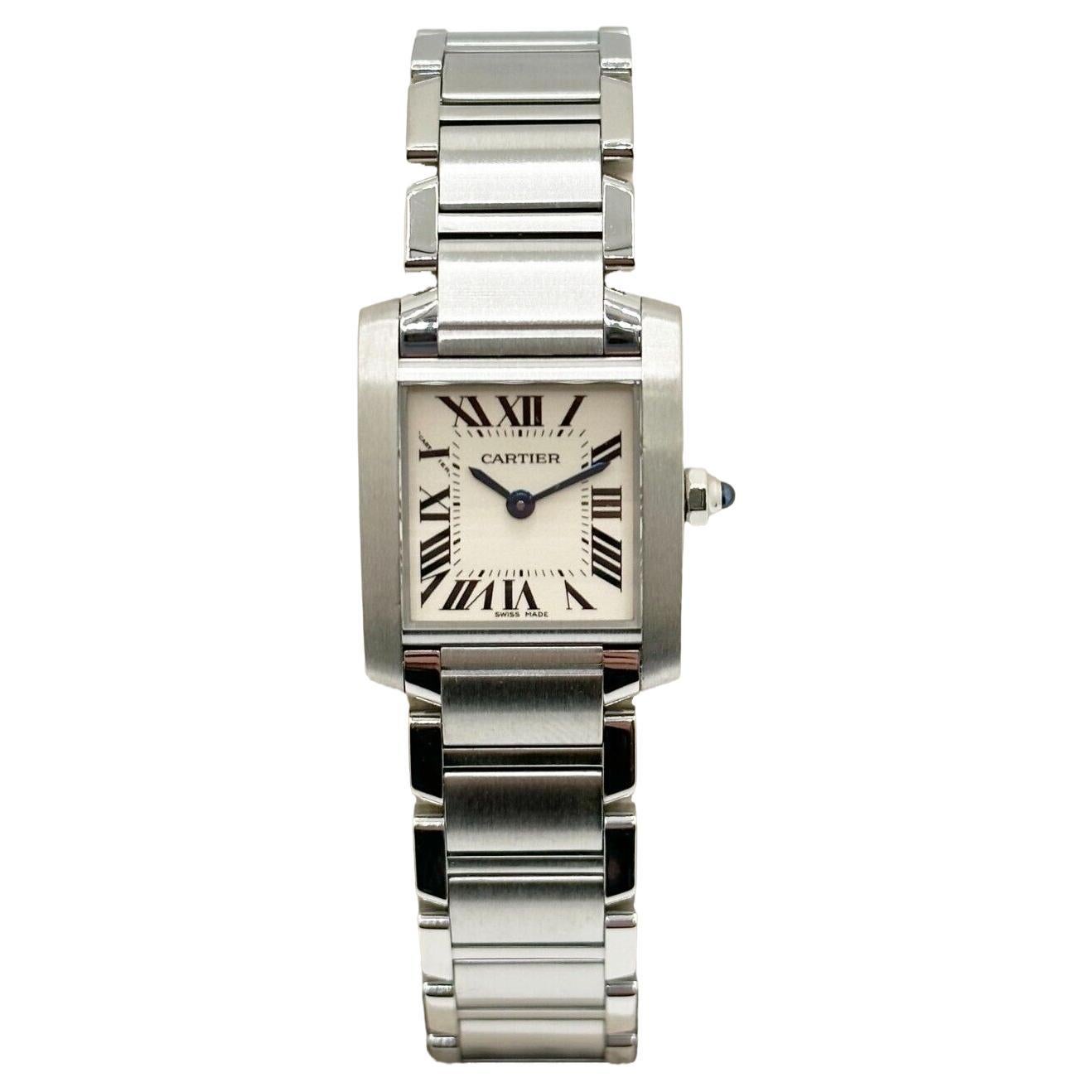 Cartier Ladies Tank Francaise Ref 2384 Stainless Steel Box Paper For ...