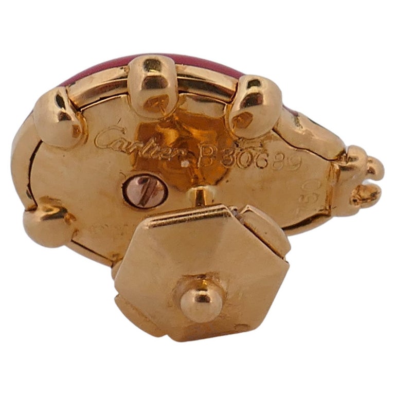 Cartier Ladybug Pin Gold Enamel For Sale at 1stDibs