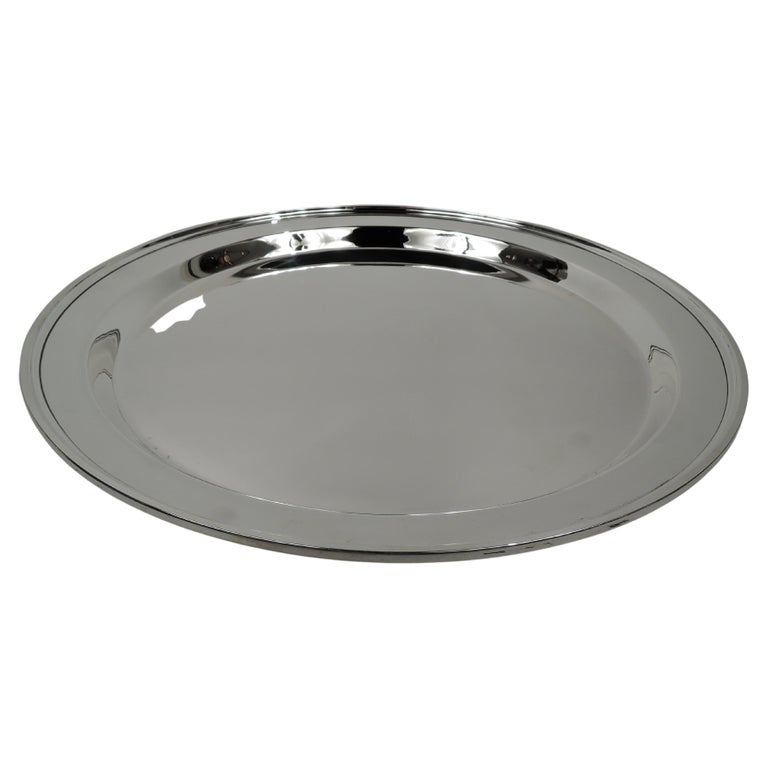 Cartier Large and Round Modern Sterling Silver Tray For Sale at 1stDibs