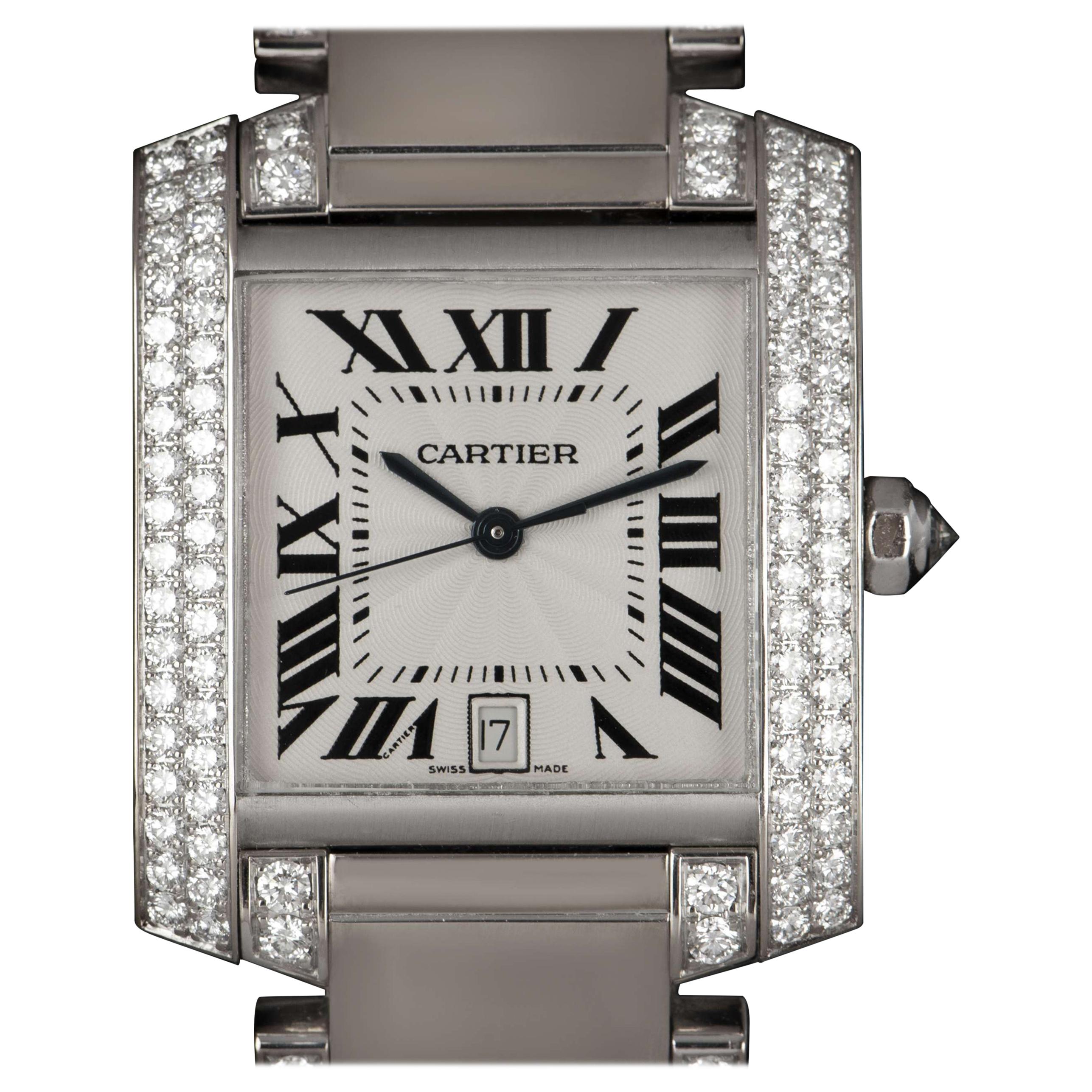 Cartier Large American Tank White Gold Wristwatch at 1stDibs