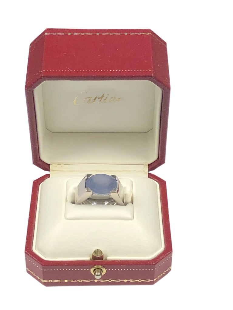 Cartier Large White Gold and Chalcedony Ring For Sale at 1stDibs