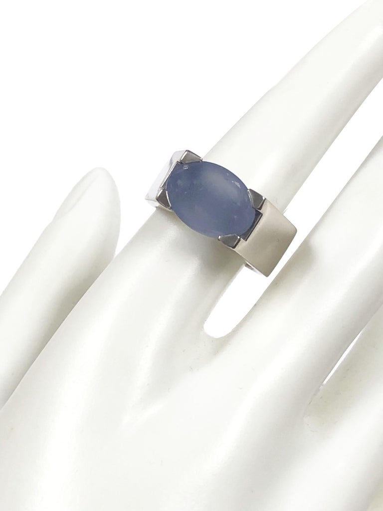 Cartier Large White Gold and Chalcedony Ring For Sale at 1stDibs