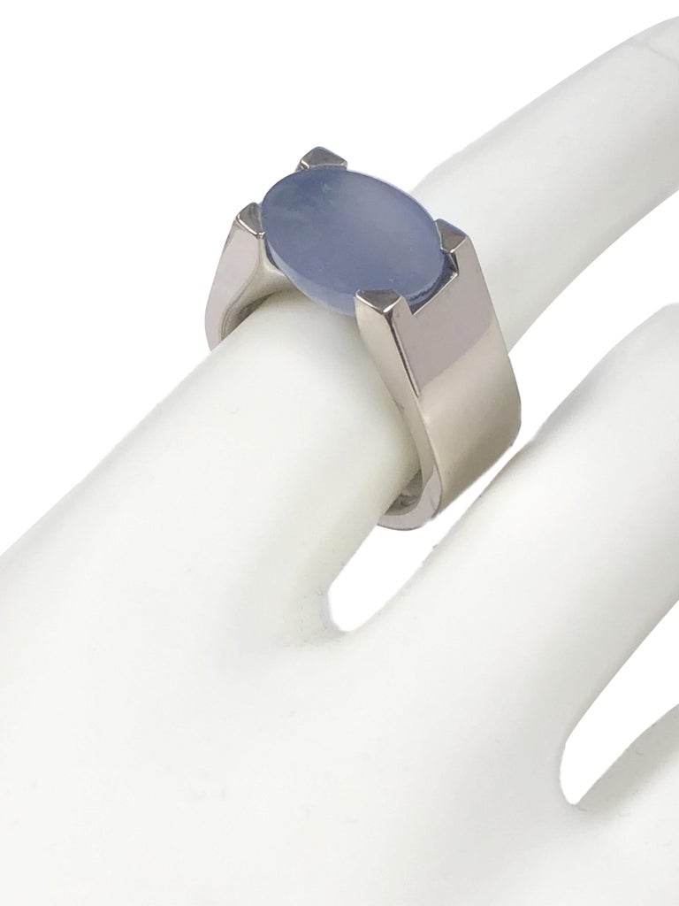 Cartier Large White Gold and Chalcedony Ring For Sale at 1stDibs