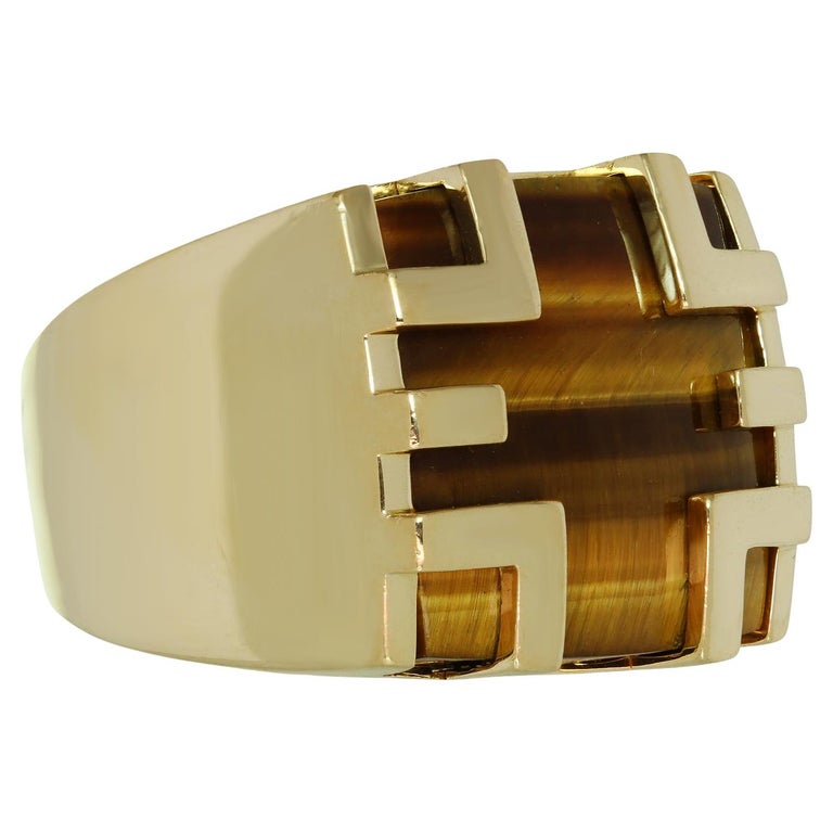 Cartier Le Baiser Du Dragon Tiger Eye Yellow Gold Ring 55 For Sale at ...