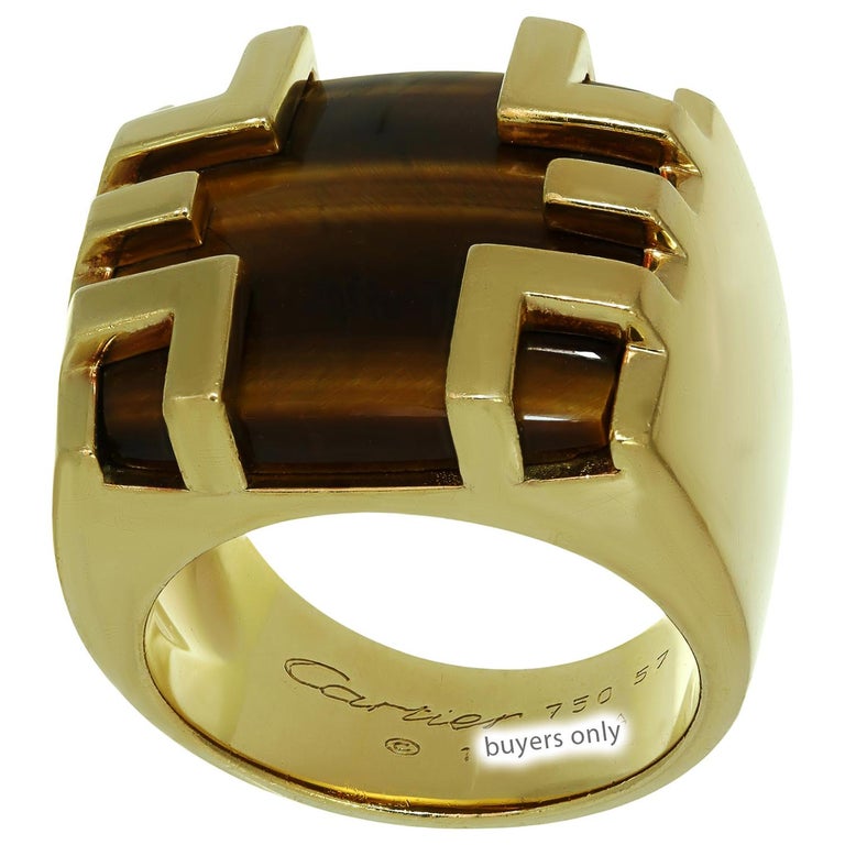 CARTIER Le Baiser Du Dragon Tiger Eye Yellow Gold Vintage Ring 57 For ...
