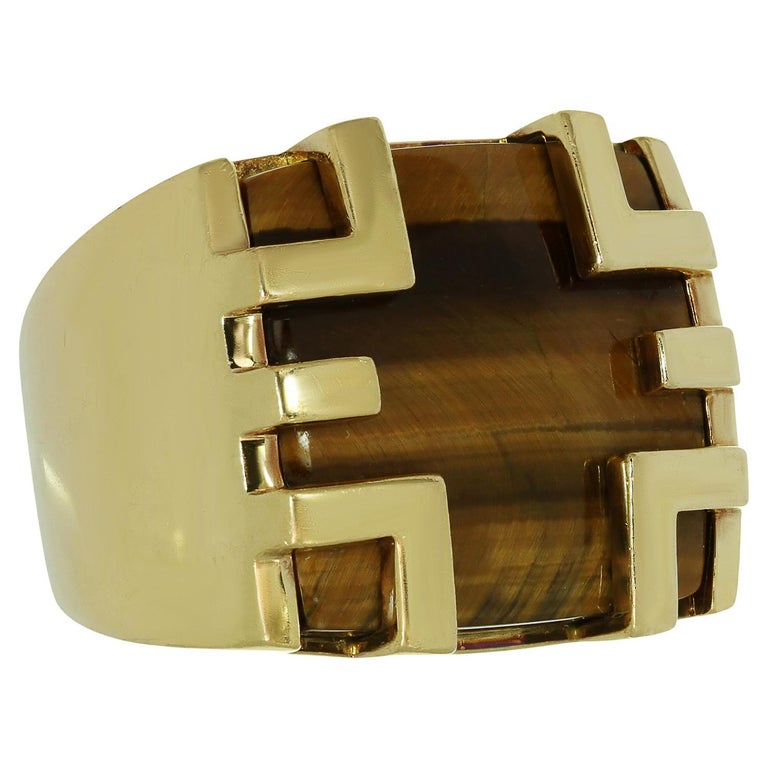 CARTIER Le Baiser Du Dragon Tiger Eye Yellow Gold Vintage Ring 57 For ...