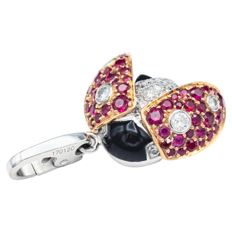 Cartier Le Diamond Ruby Enamel 18 Karat White and Rose Gold Ladybug ...