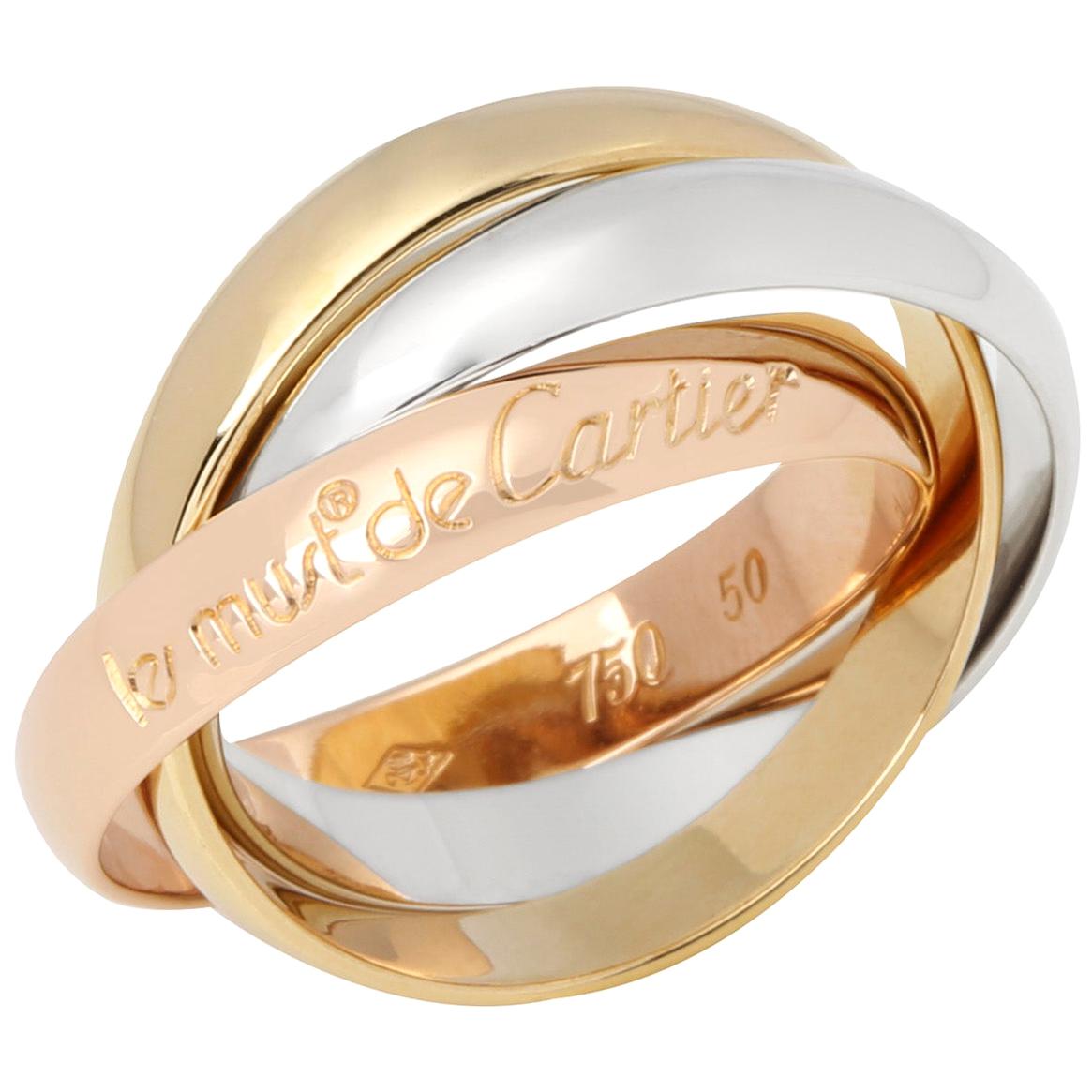 Les Must De Cartier Trinity Band TriColor 18K Gold Ring For Sale at ...