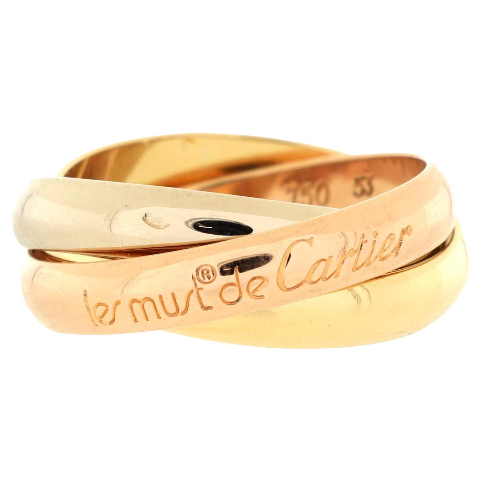 Cartier Les Must de Cartier Trinity Ring 18K Tricolour Gold For Sale at ...