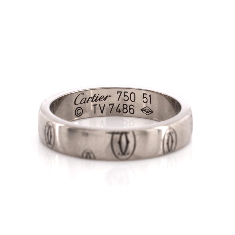 Cartier Logo De Cartier Band Ring 18k White Gold For Sale at 1stDibs
