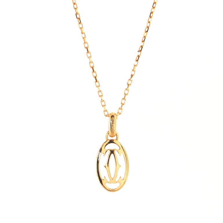 Cartier Logo Double C Pendant Necklace 18k Rose Gold with Diamonds For ...