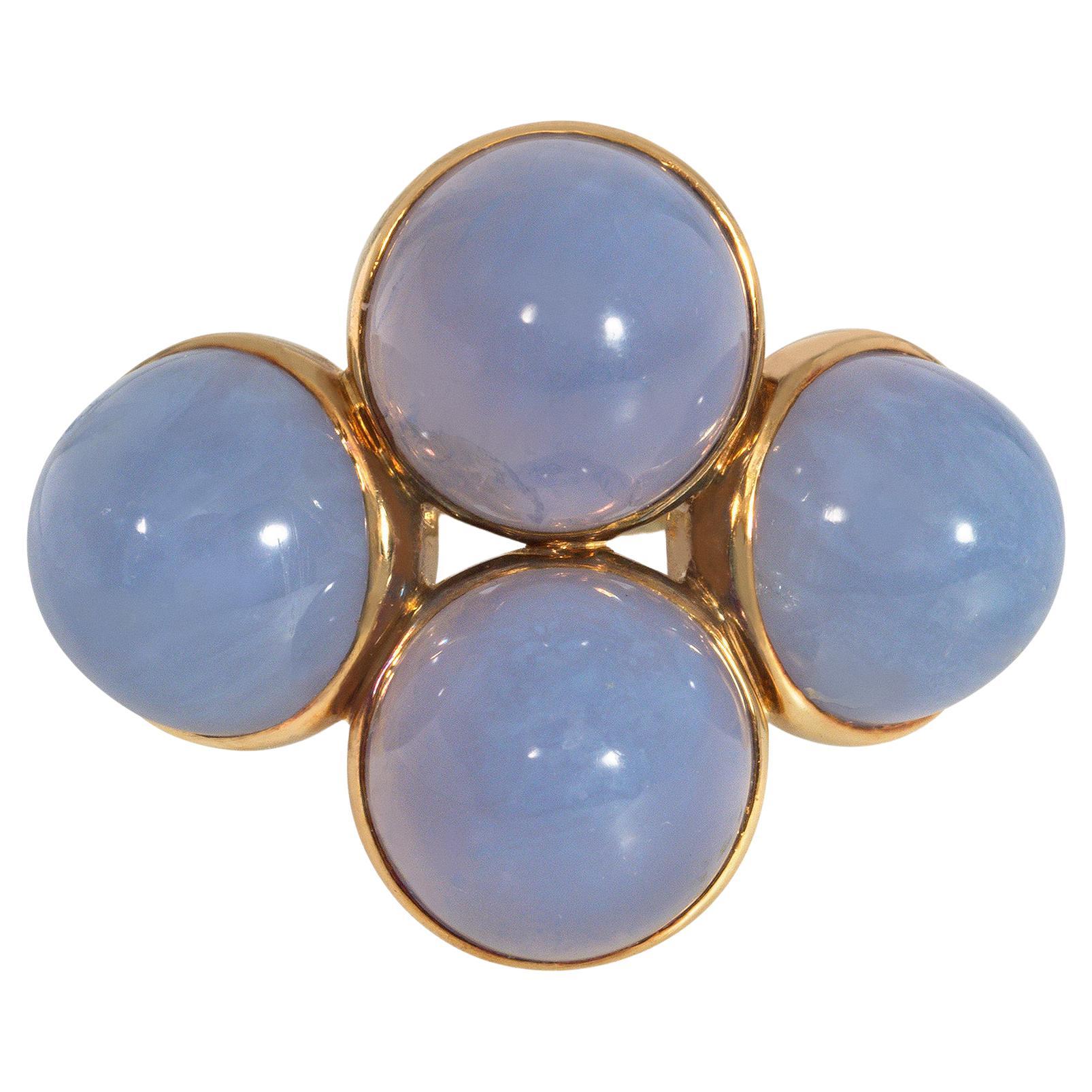 Goshwara Cabochon Blue Chalcedony And Diamond Ring For Sale at 1stDibs