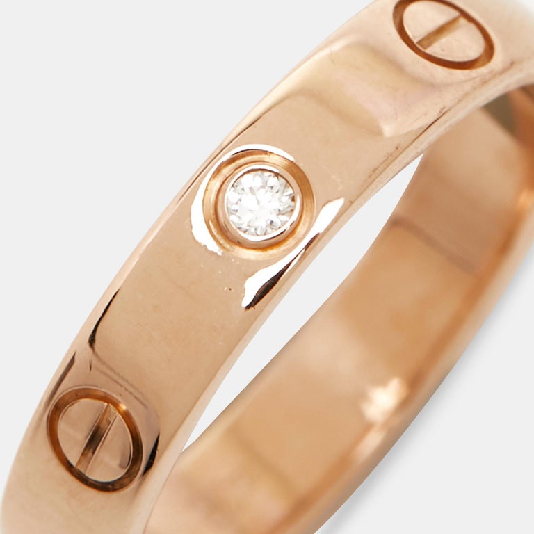 Cartier Love 1 Diamond 18k Rose Gold Wedding Band Ring Size 54 For Sale ...