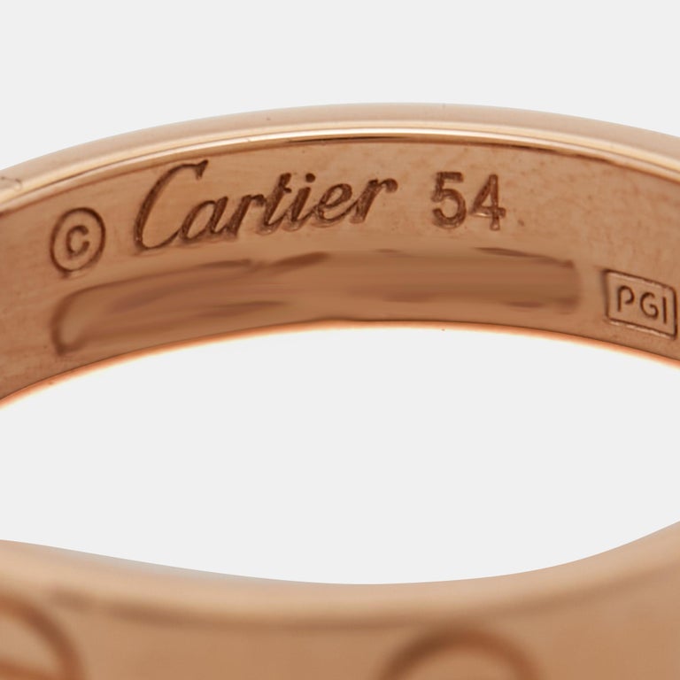 Cartier Love 1 Diamond 18k Rose Gold Wedding Band Ring Size 54 For Sale ...