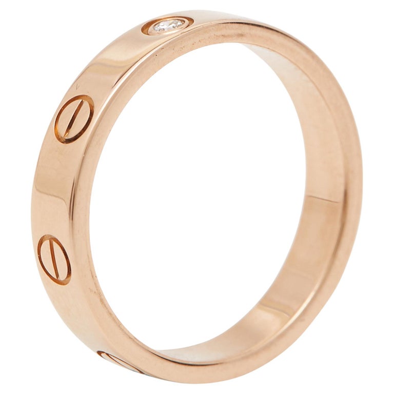 Cartier Love 1 Diamond 18k Rose Gold Wedding Band Ring Size 54 For Sale ...