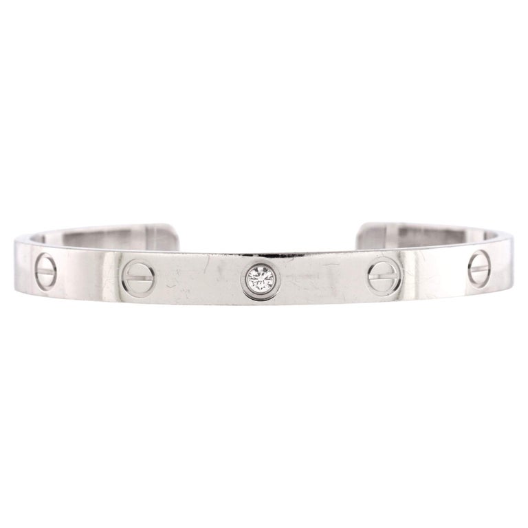 Cartier Love 1 Diamond Cuff Bracelet 18k White Gold with Diamond For ...