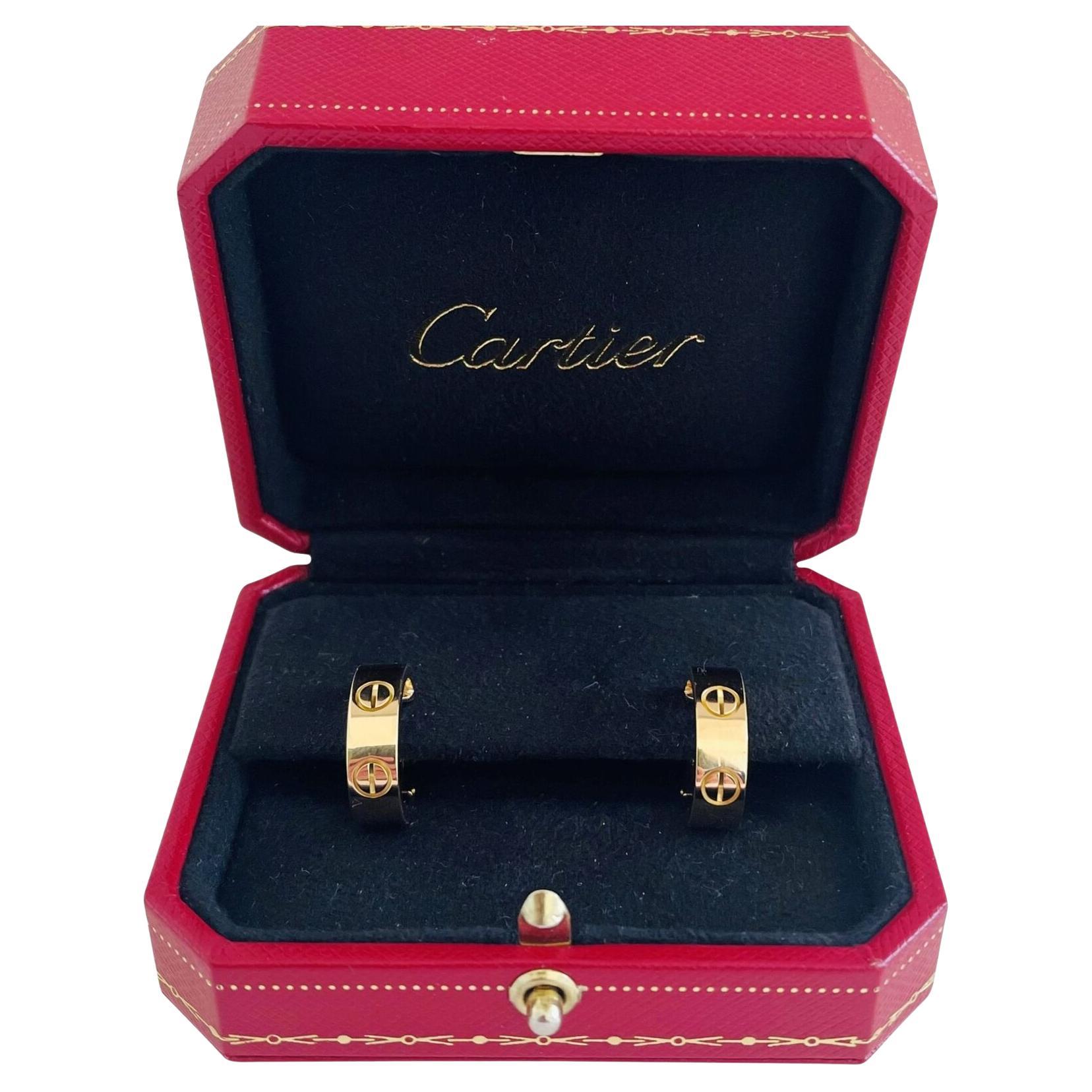 Cartier 18k Yellow Gold Hoop Earrings w/ Original Boxes and Certificate ...