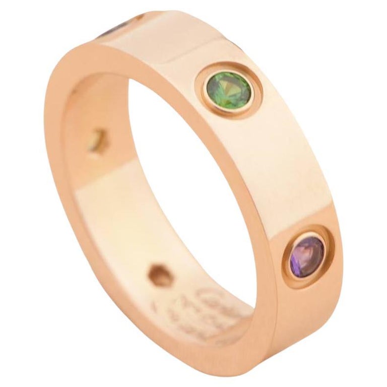 Cartier Love 18K Rose Gold Rose Multi Gem Ring at 1stDibs