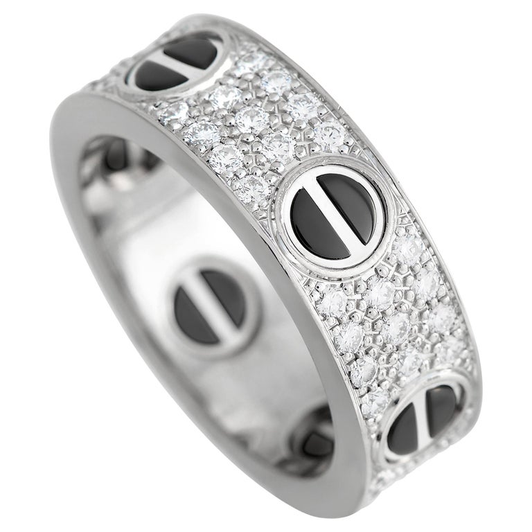Cartier Love 18k White Gold Diamond and Black Ceramic Ring For Sale at ...