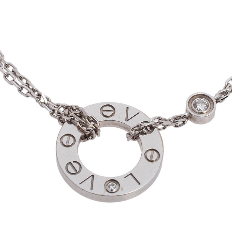 Cartier Love 18K White Gold Diamond Double Chain Bracelet at 1stDibs