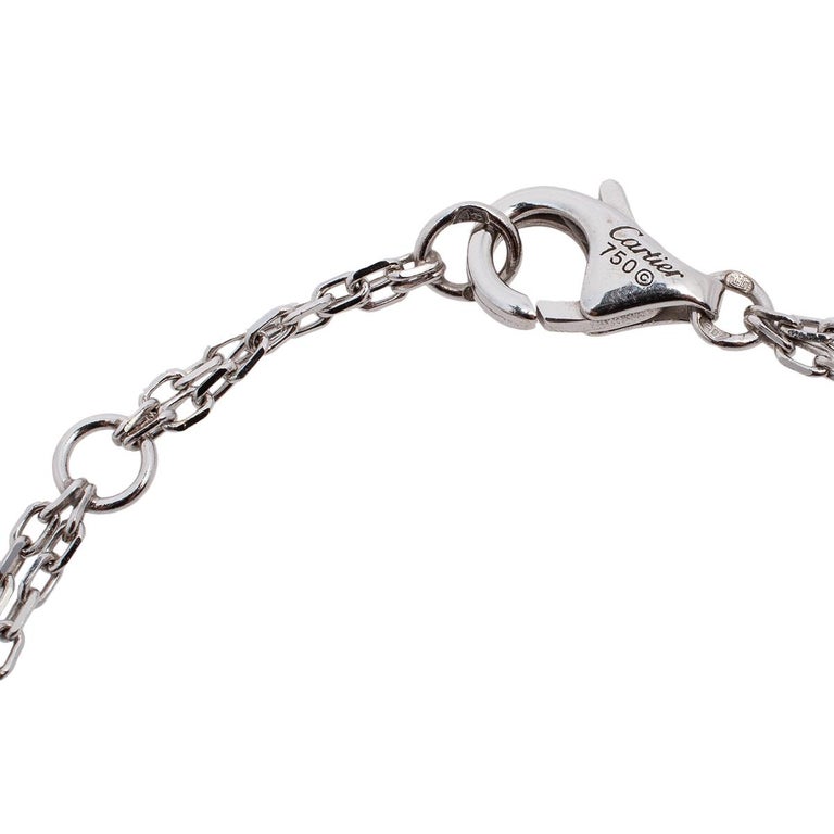 Cartier Love 18K White Gold Diamond Double Chain Bracelet at 1stDibs