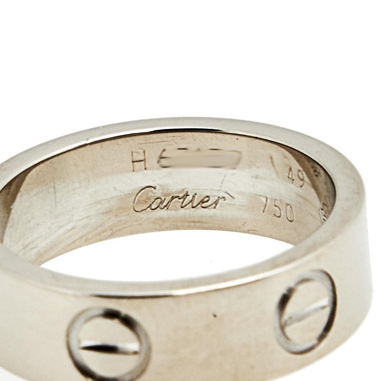 Cartier Love 18K White Gold Ring Size 49 For Sale at 1stDibs