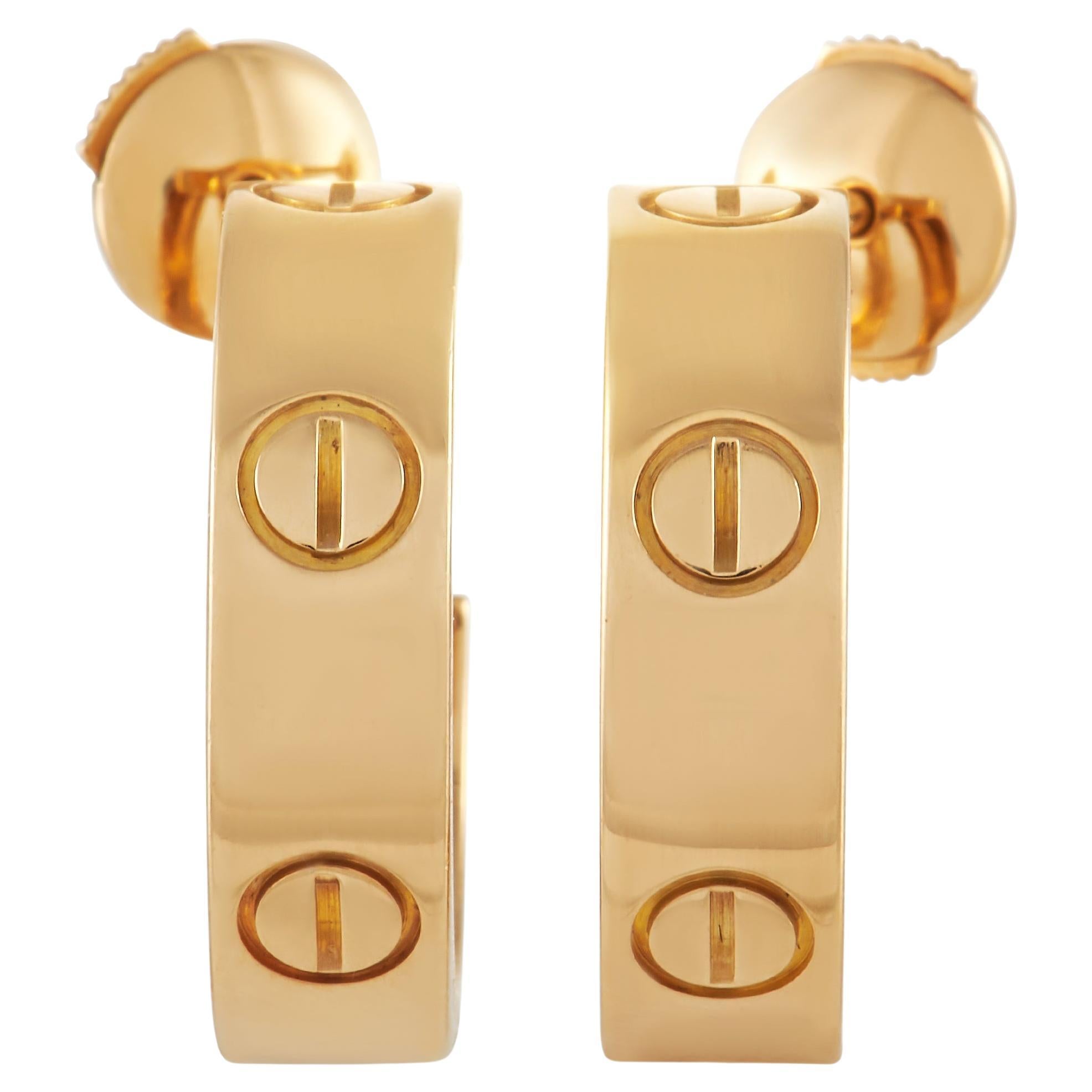 Cartier Yellow Gold Love Hoop Earrings at 1stDibs | cartier love hoops