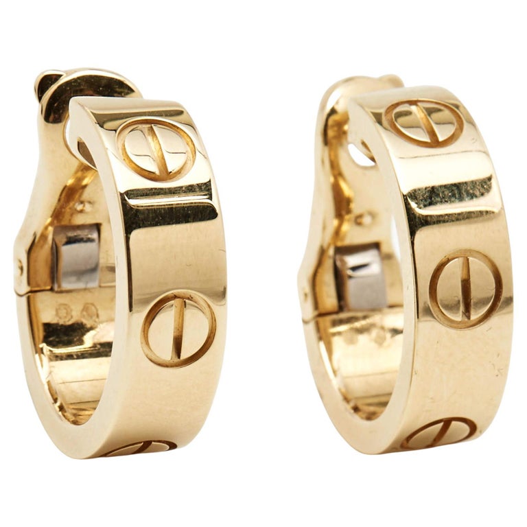 Cartier Love 18k Yellow Gold Hoop Earrings For Sale at 1stDibs