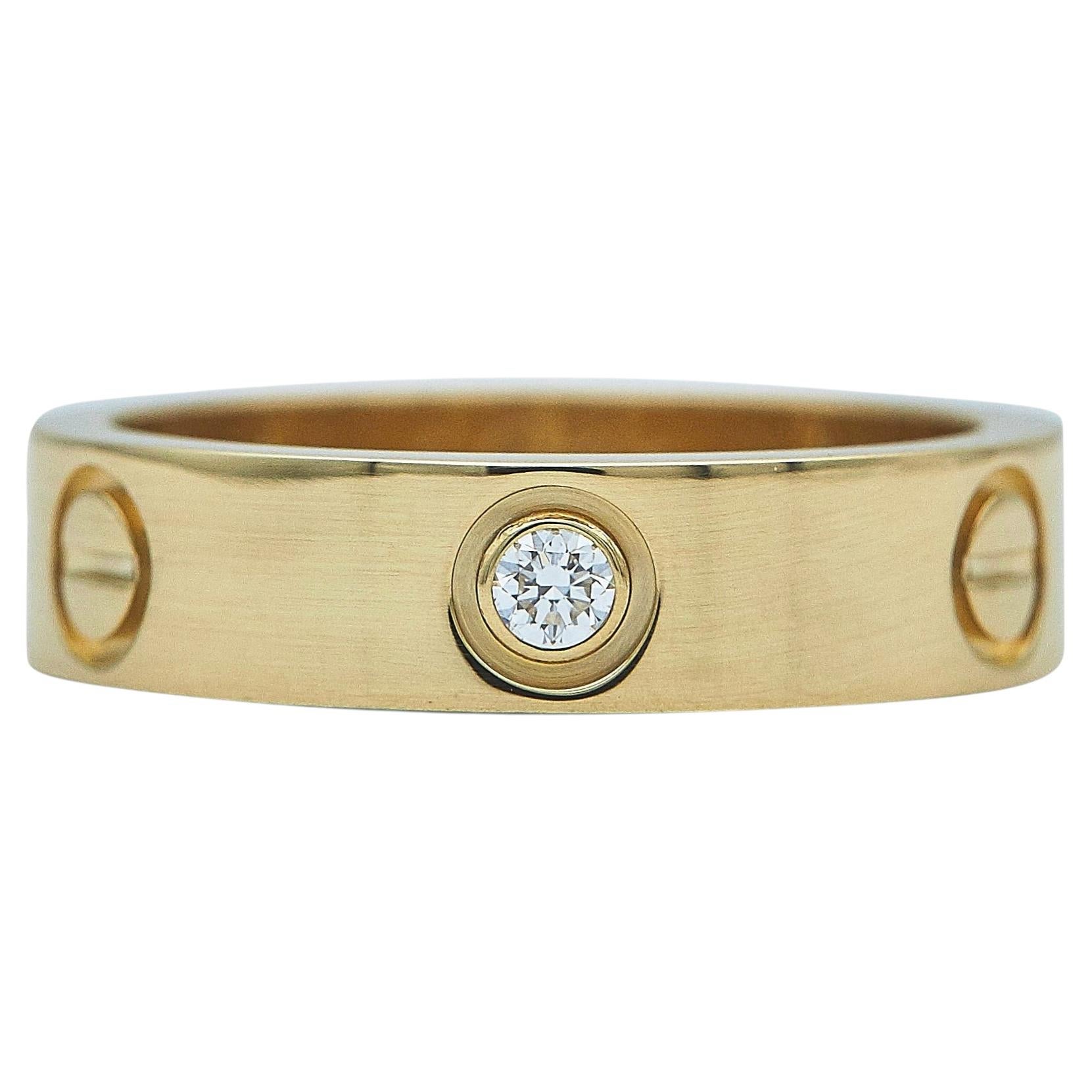 Cartier Yellow Gold Diamond Mini Pave Love Ring For Sale at 1stDibs