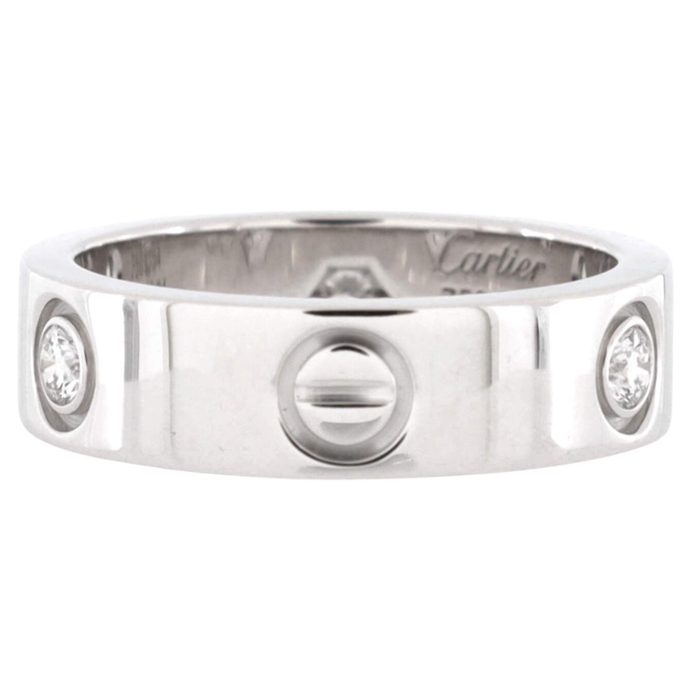 Cartier Love 3 Diamonds Band Ring 18k Rose Gold with Diamonds For Sale ...