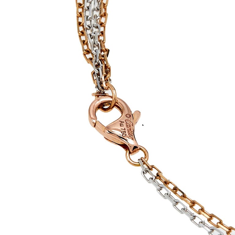 Cartier Love 6 Diamonds 18K Two Tone Gold Double Strand Necklace at 1stDibs