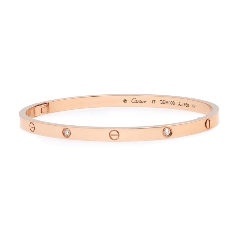 Cartier Love 6 Diamonds Small Model Bracelet 18K Rose Gold at 1stDibs