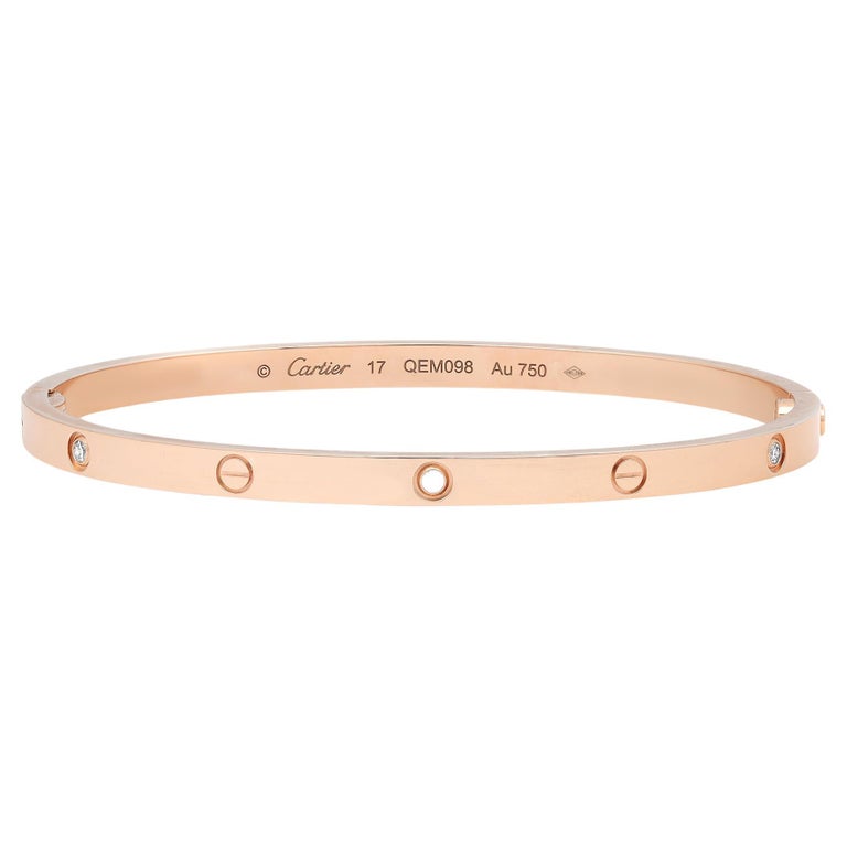 Cartier Love 6 Diamonds Small Model Bracelet 18K Rose Gold at 1stDibs