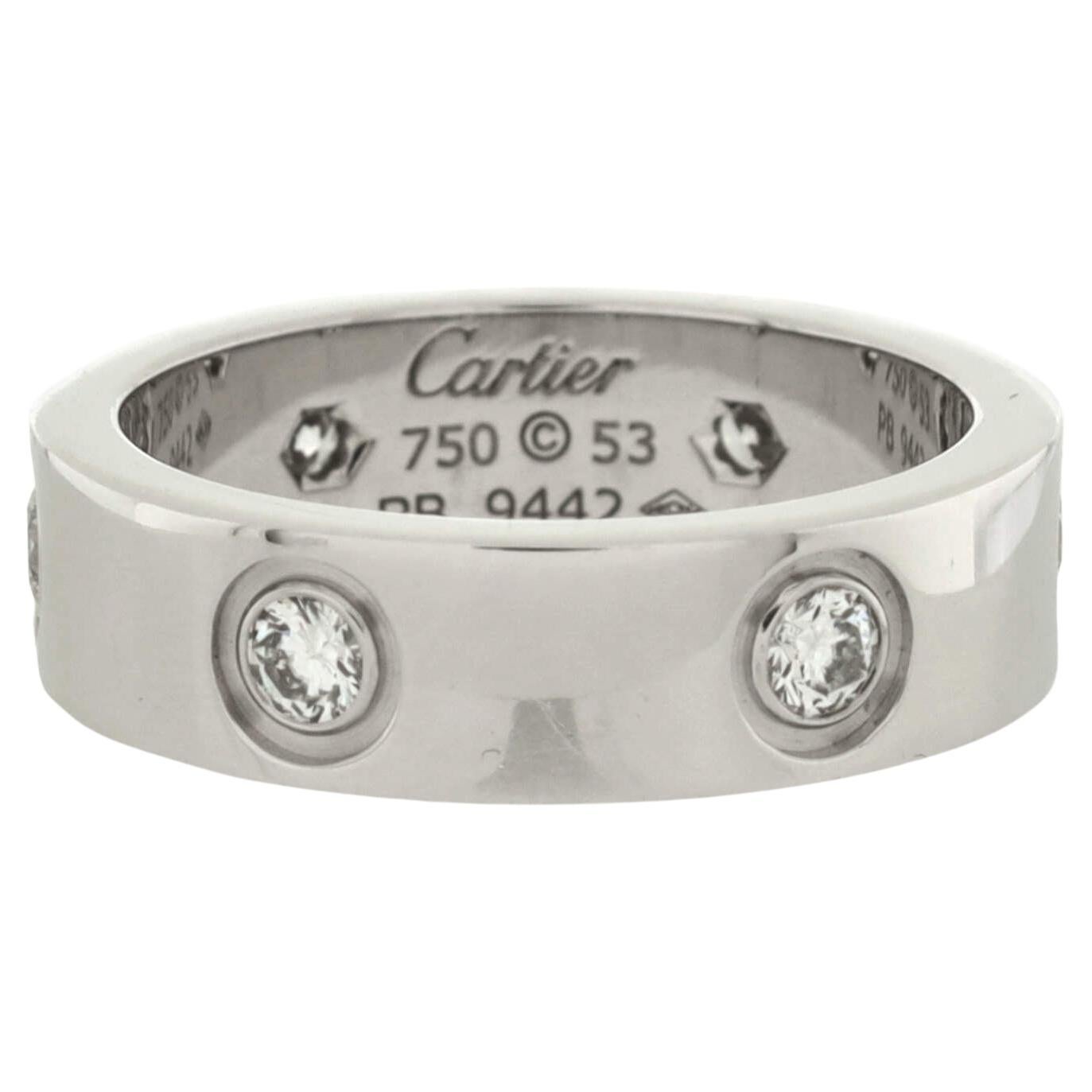 Cartier Love 3 Diamonds Band Ring 18k Rose Gold with Diamonds For Sale ...