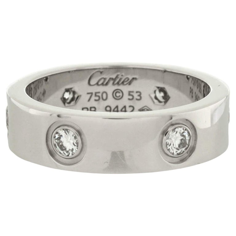 Cartier Love Band 6 Diamonds Ring 18K White Gold with Diamonds For Sale ...