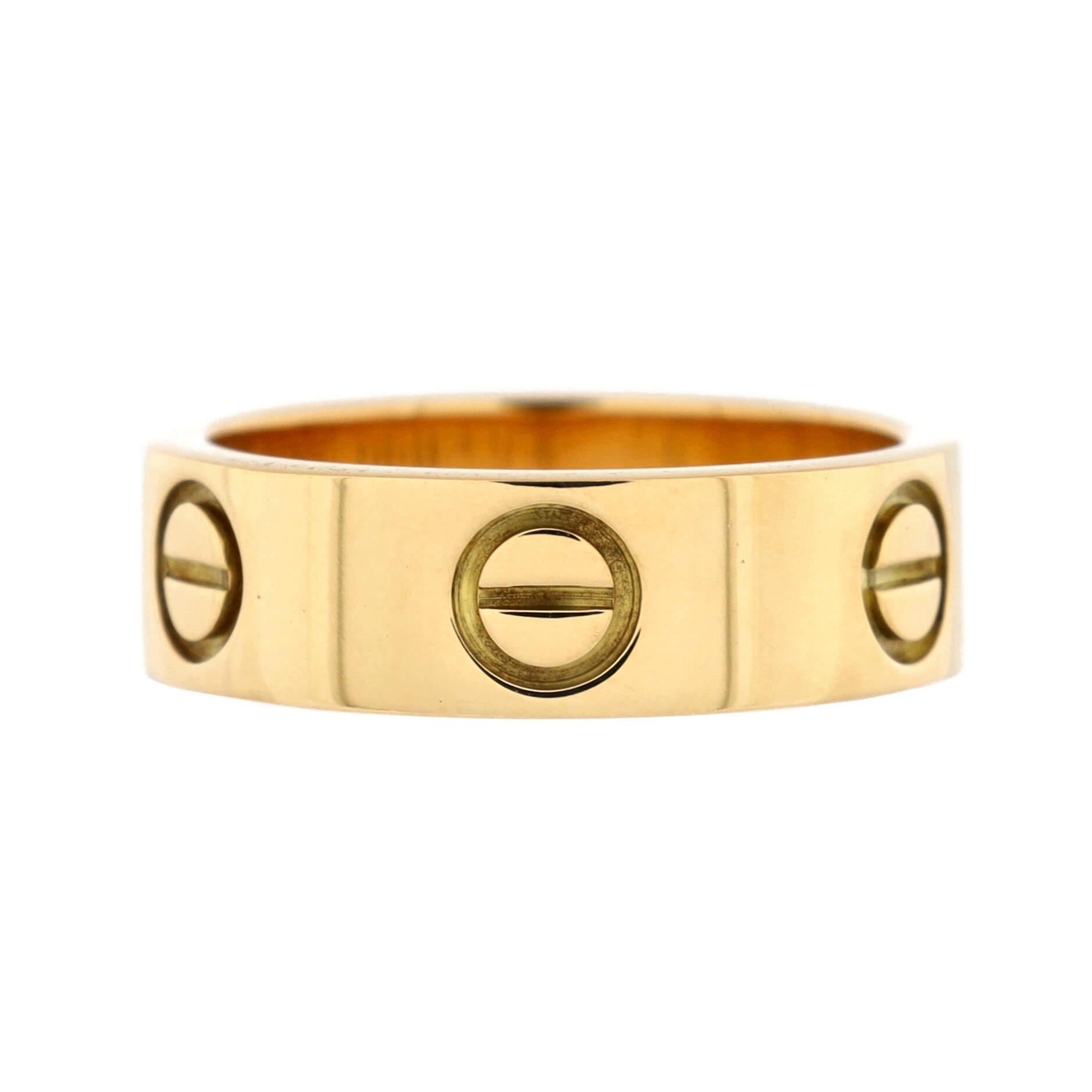 Cartier Love Band Ring 18K Yellow Gold For Sale at 1stDibs