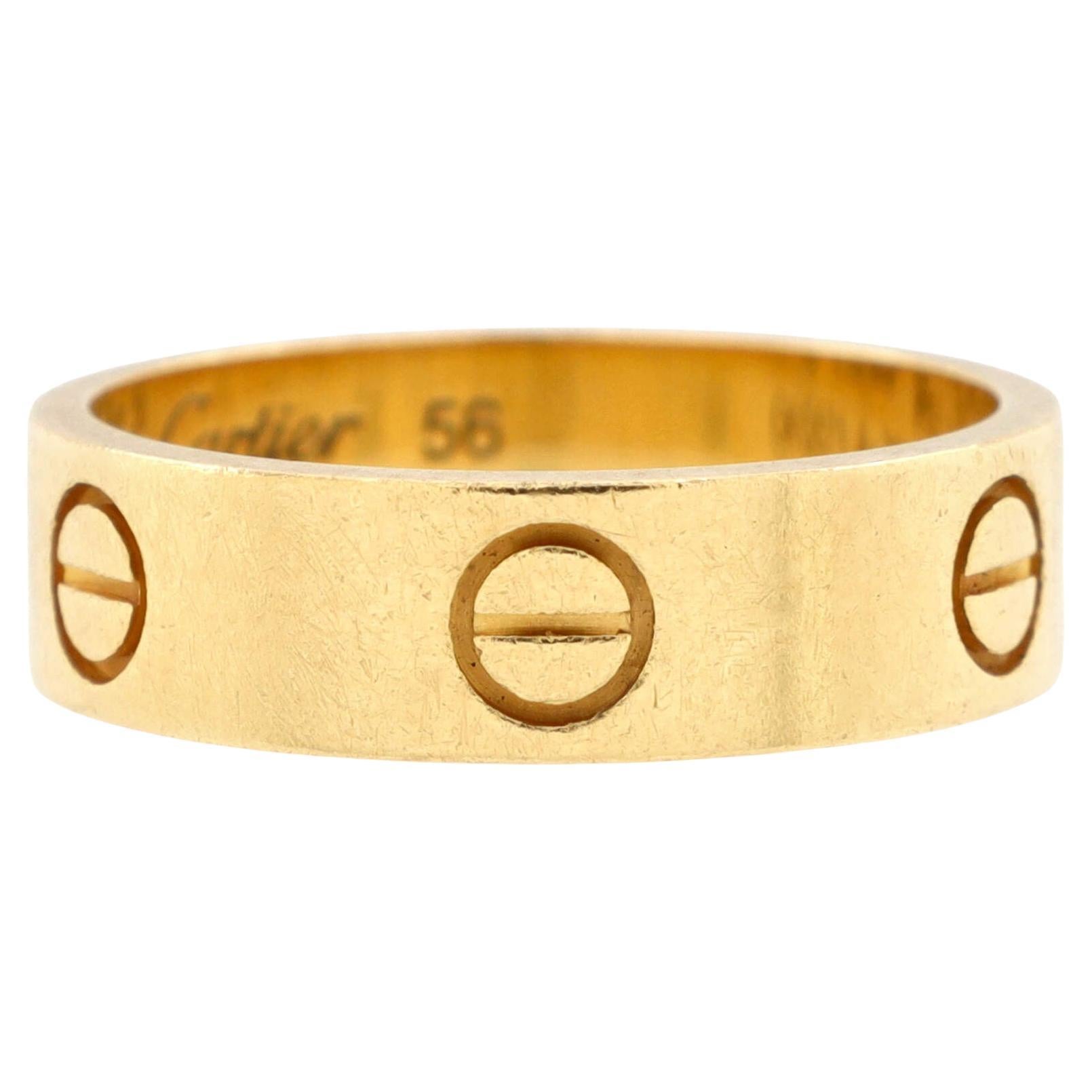 Cartier Love Band Ring 18K Yellow Gold For Sale at 1stDibs