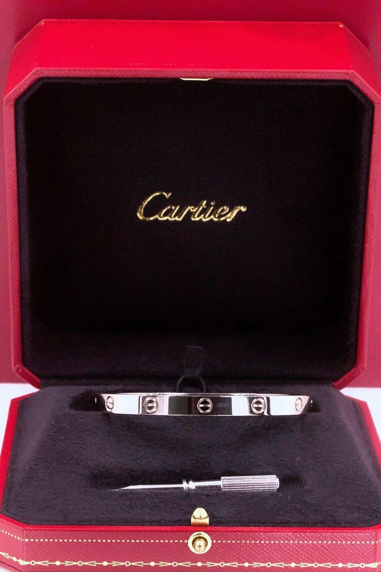 Cartier Love Bangle Bracelet 18 Karat White Gold COA Box New Style ...