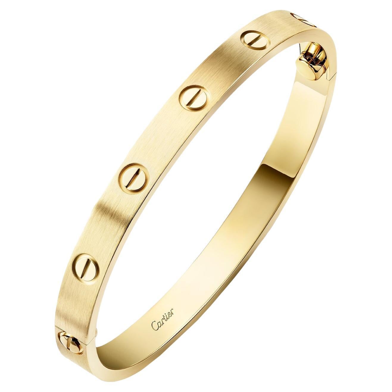 Cartier Love Bracelet Classic Model 18K Yellow Gold Brushed Finish Size ...