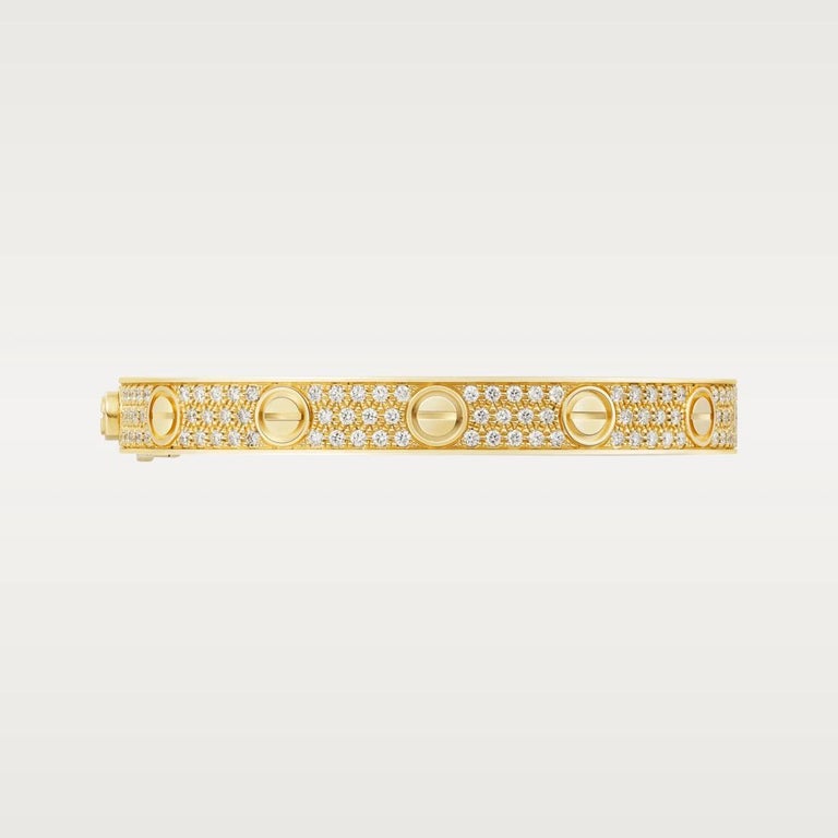Cartier Love Bracelet Diamond Paved Yellow Gold Bracelet at 1stDibs
