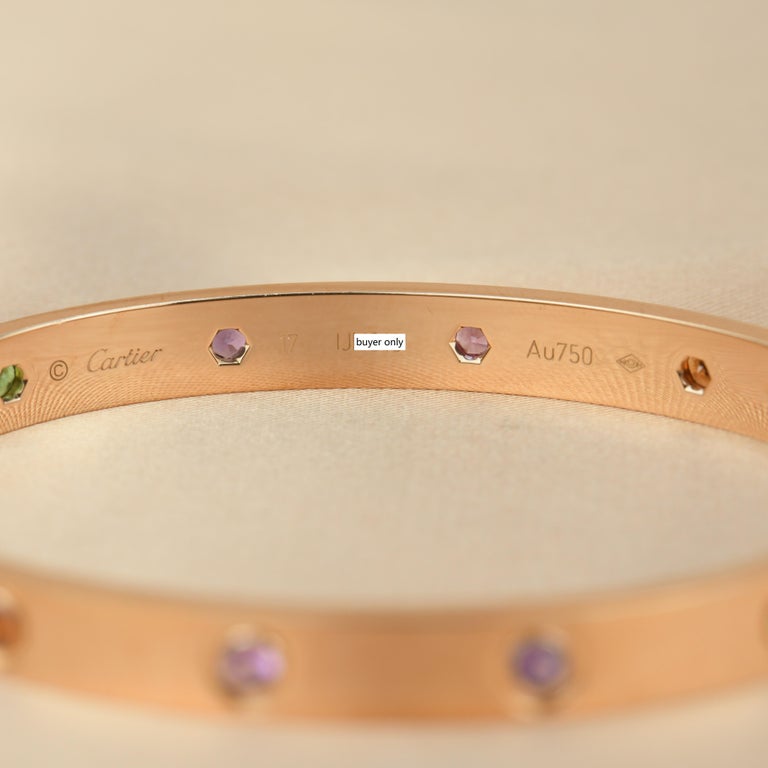 Cartier Love Bracelet Multi Gem Rainbow Rose Gold at 1stDibs