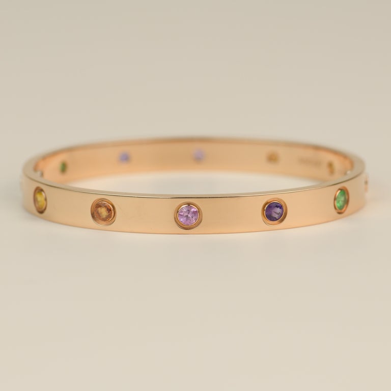 Cartier Love Bracelet Multi Gem Rainbow Rose Gold at 1stDibs
