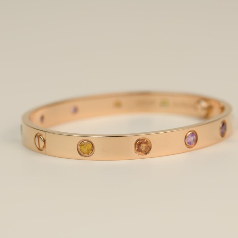 Cartier Love Bracelet Multi Gem Rainbow Rose Gold at 1stDibs