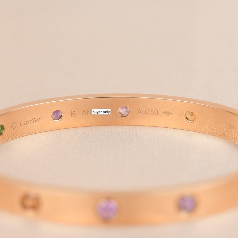 Cartier Love Bracelet Multi Gem Rainbow Rose Gold at 1stDibs