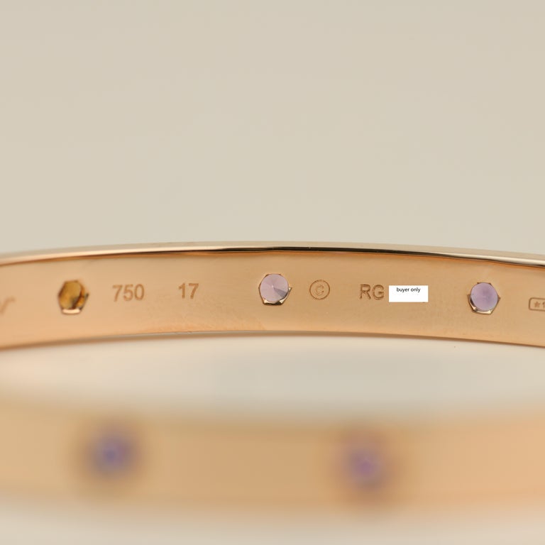 Cartier Love Bracelet Multi Gem Rainbow Rose Gold For Sale at 1stDibs