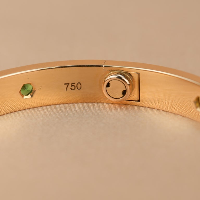 Cartier Love Bracelet Multi Gem Rainbow Rose Gold For Sale at 1stDibs