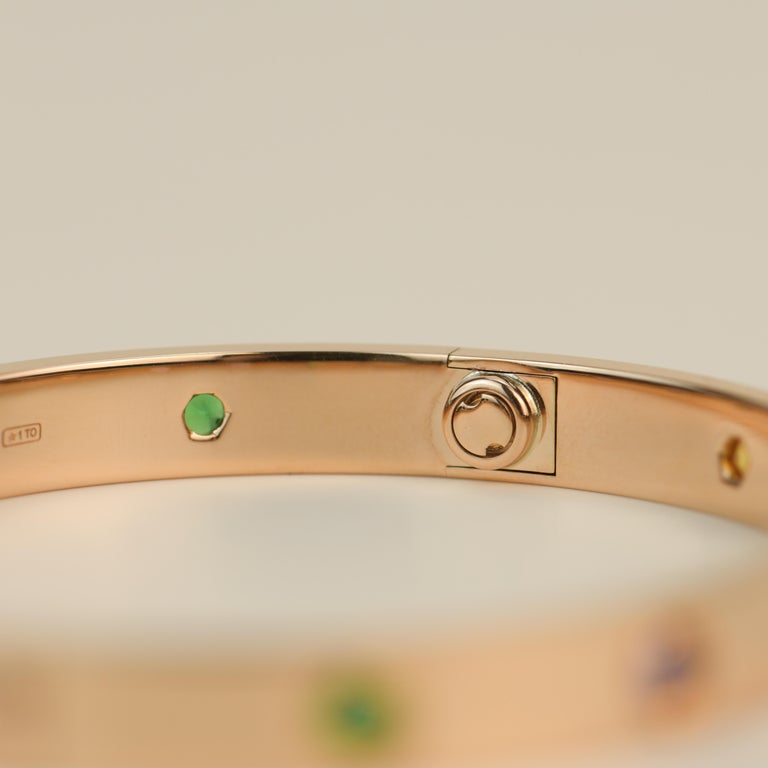 Cartier Love Bracelet Multi Gem Rainbow Rose Gold For Sale at 1stDibs