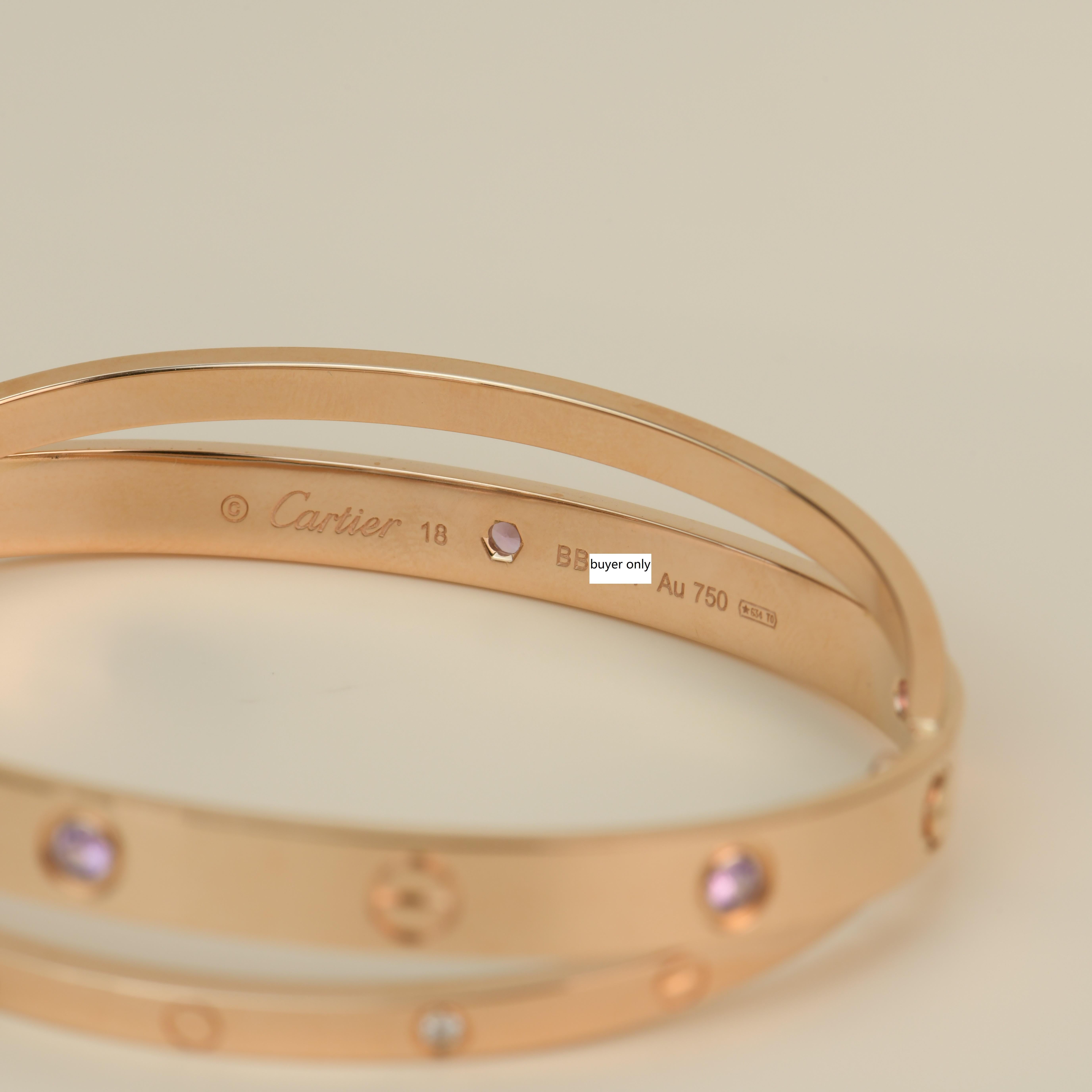 Cartier Love Bracelet Set in Rose Gold Diamond Pink Sapphire at 1stDibs ...